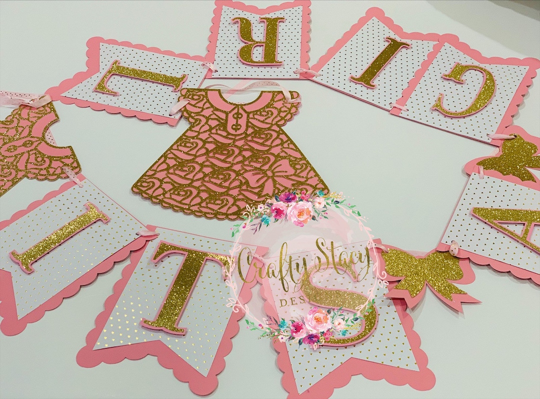 Its a Girl Banner, Pink and Gold Banner - Etsy