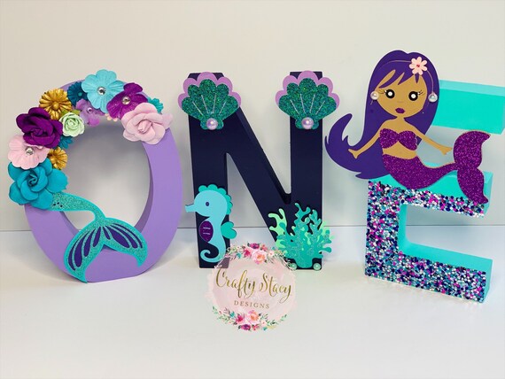 Mermaid letters mermaid themed name mermaid letter name | Etsy