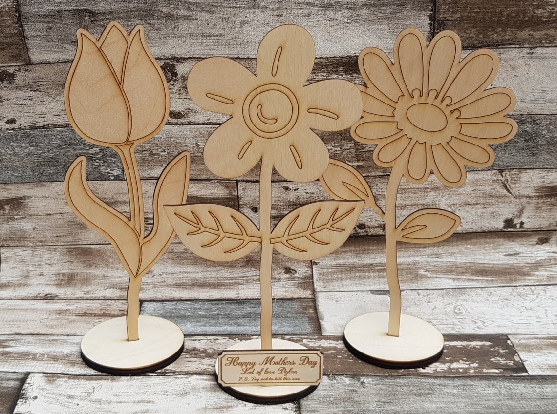 Paint Your Own Wooden Flower and Base Mothers Day Gift - Etsy