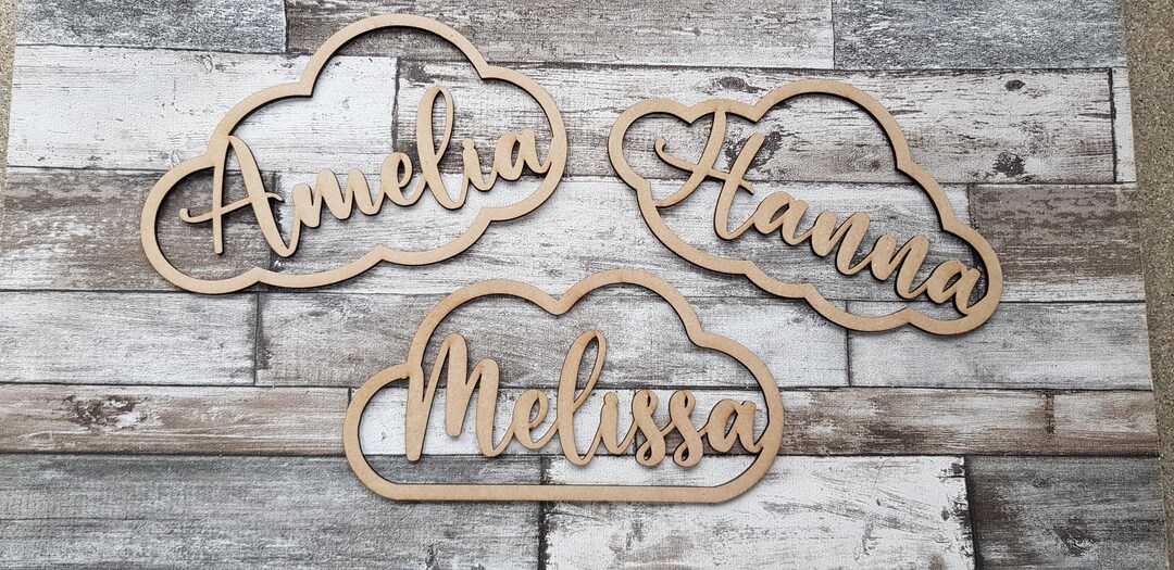 Cloud Shaped Wall Name Art Personalised - Etsy