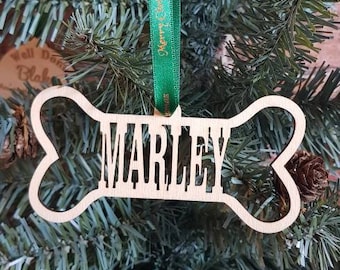 Personalised Dog Bone Christmas Ornament, Wooden Christmas Tree ...