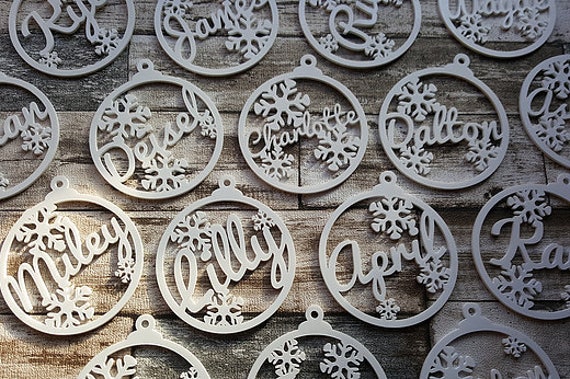 Personalised Acrylic Christmas Tree Name Snowflake Decoration | Etsy