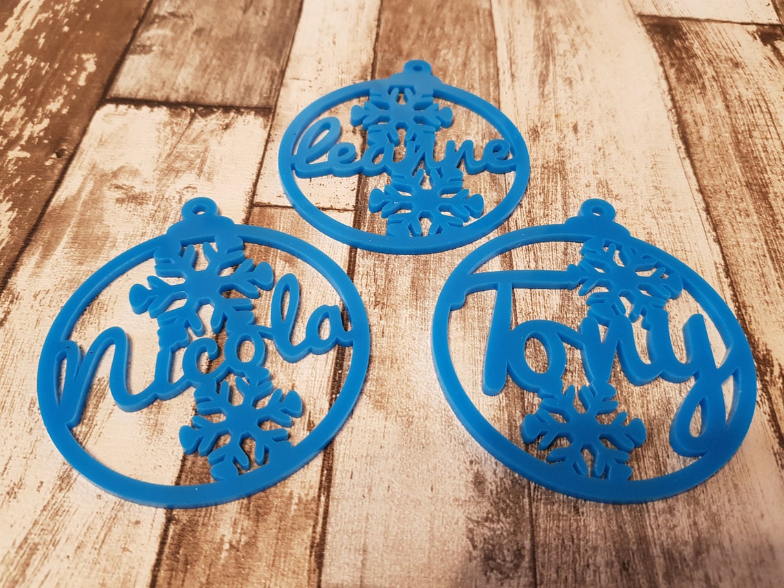 Personalised Acrylic Christmas Tree Name Snowflake Decoration - Etsy