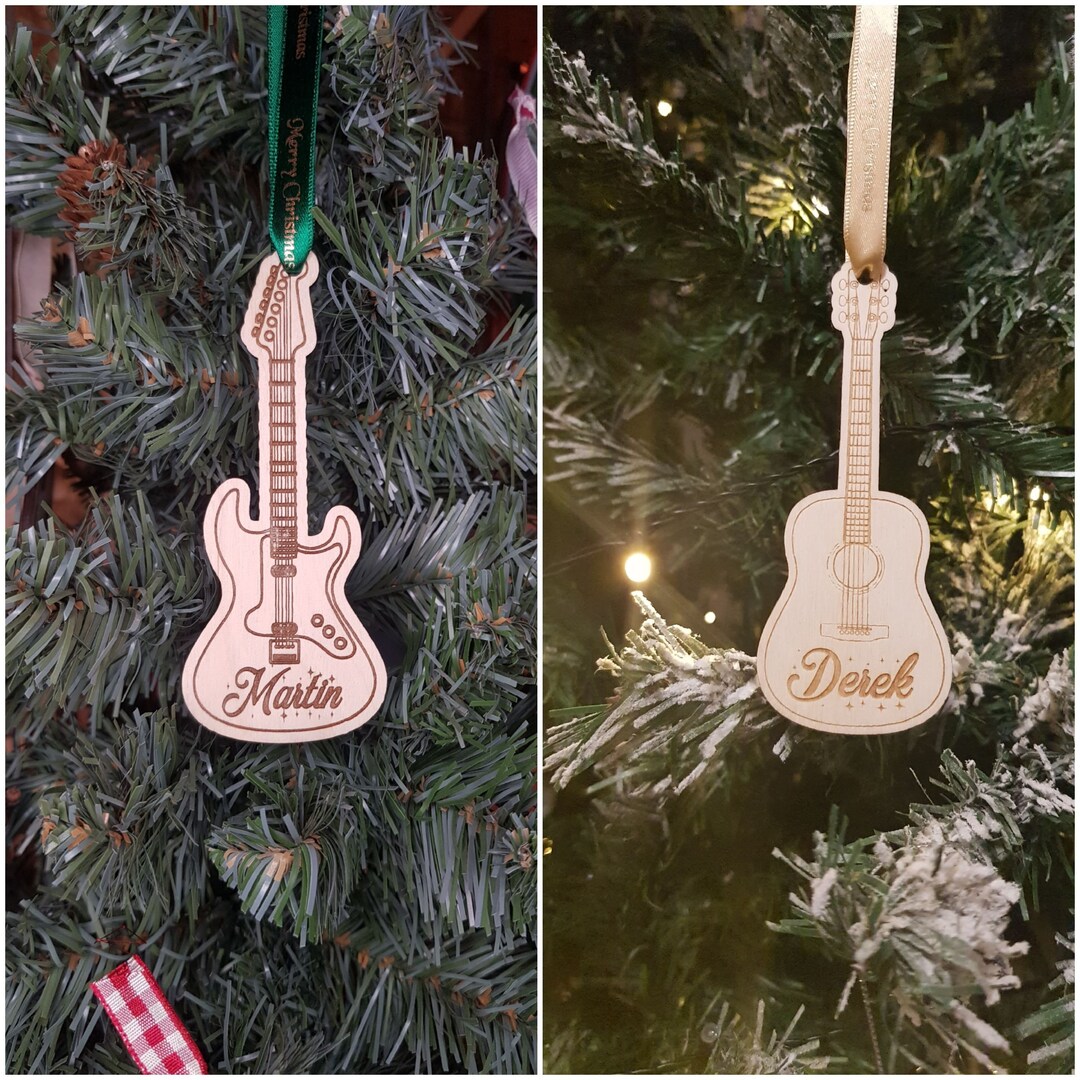 Guitar Shaped Personalised Christmas Tree Decoration Acoustic or ...