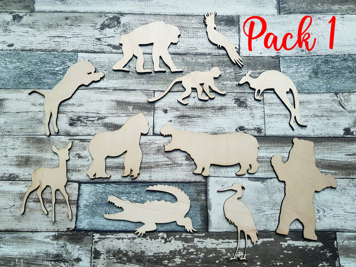 Wild Animal Wooden Craft Blanks Multiple Kit Options | Etsy