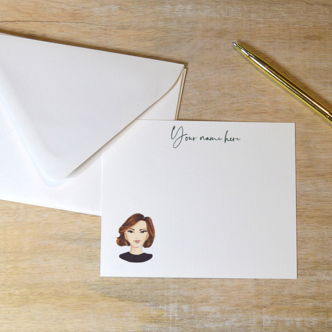 Custom Portrait Stationery: Personalized Notecard Set With Envelopes - Etsy