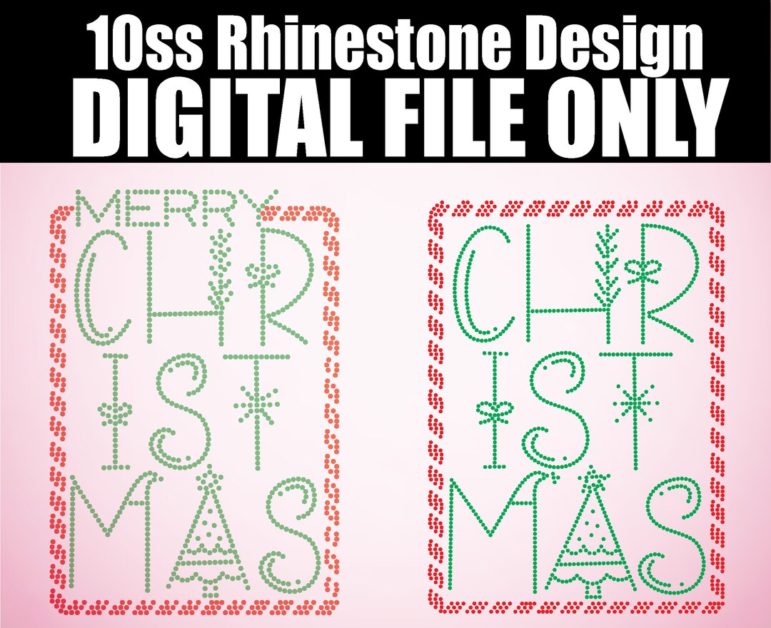 CHRISTMAS | Digital Rhinestone Template | Ss10 Hotfix Rhinestones | SVG ...