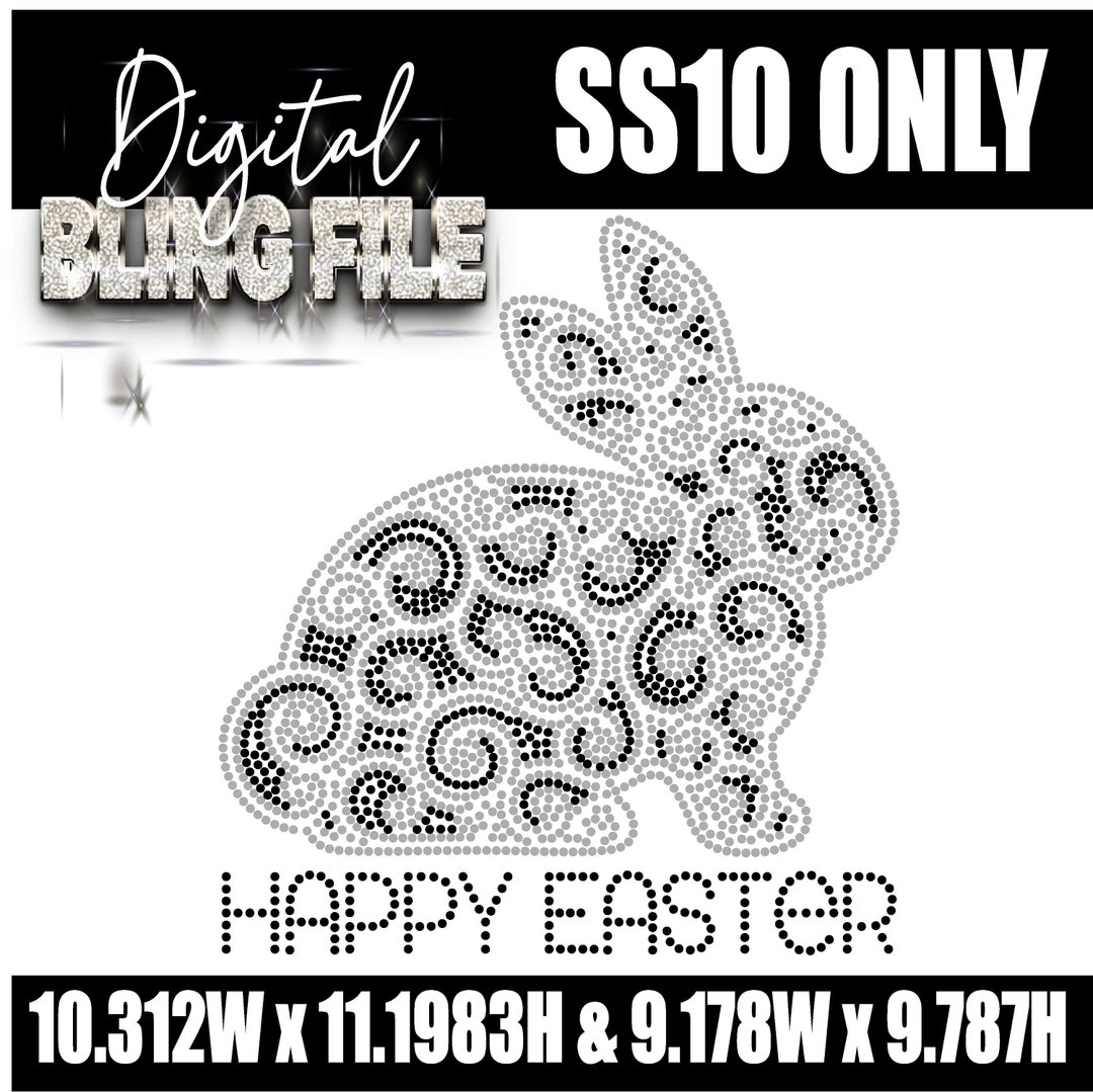 Happy Easter Bunny Rabbit Bling | Digital Rhinestone Template | Ss10 ...