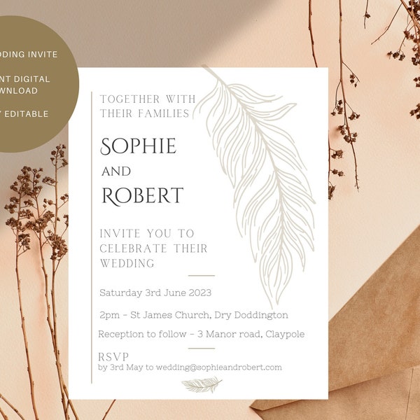 Feather Invitation - Etsy