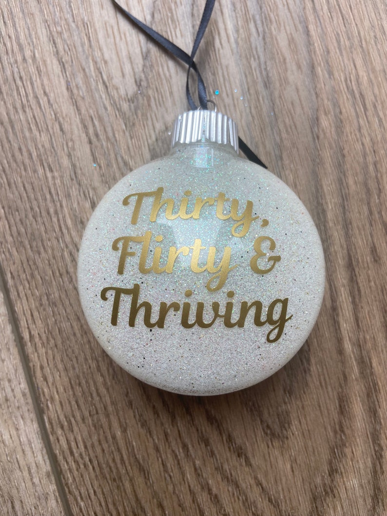 30th Personalized Glitter Milestone Bauble Ornament – Birthday Keepsake ...