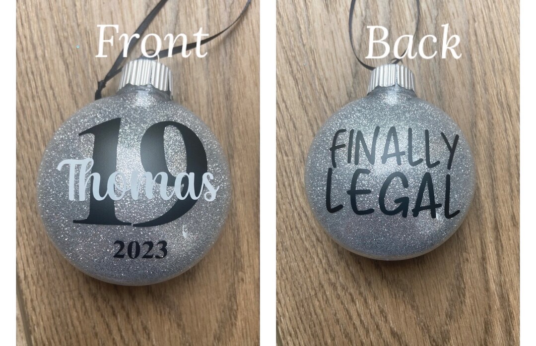 19th Personalized Glitter Milestone Bauble Ornament – Birthday Keepsake ...