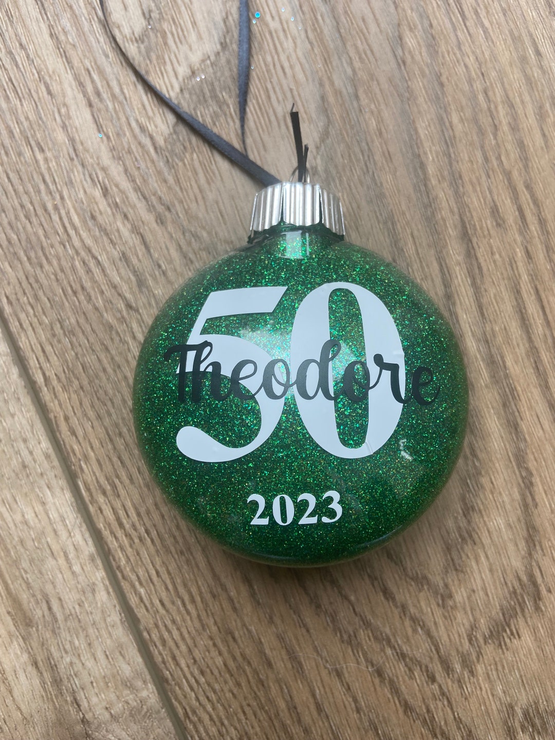 50th/60th Personalized Glitter Milestone Bauble Ornament – Birthday ...