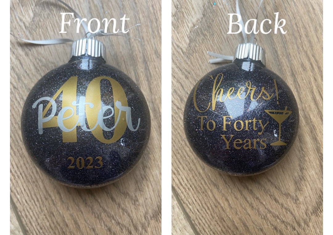 40th Personalized Glitter Milestone Bauble Ornament – Birthday Keepsake ...
