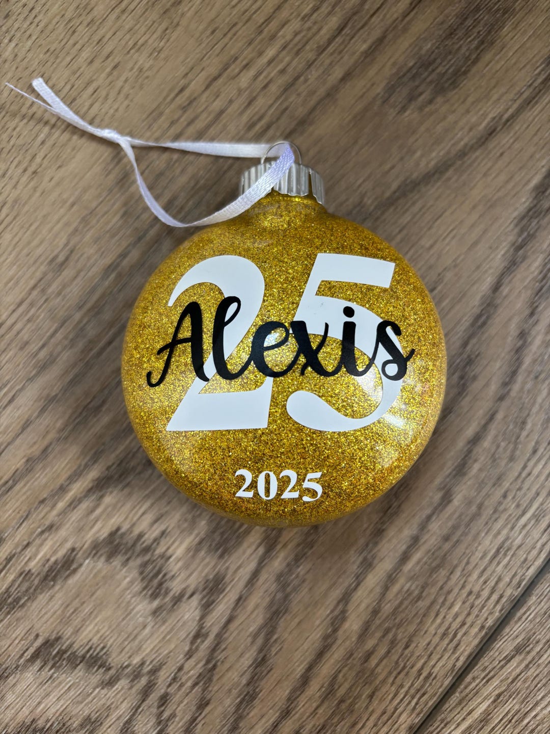 25th Personalized Glitter Milestone Bauble Ornament – Birthday Keepsake ...