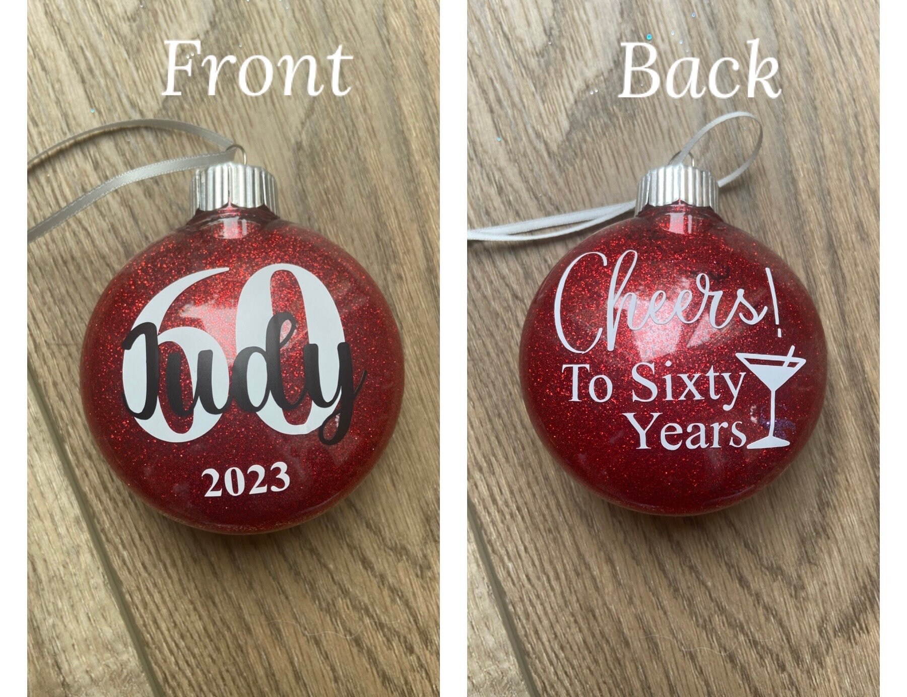 50th/60th Personalized Glitter Milestone Bauble Ornament – Birthday ...