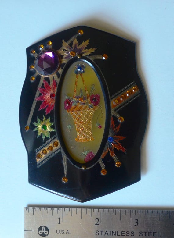 1910s 1920s Vintage CELLULOID & Rhinestone HAT TRIM_F… - Gem