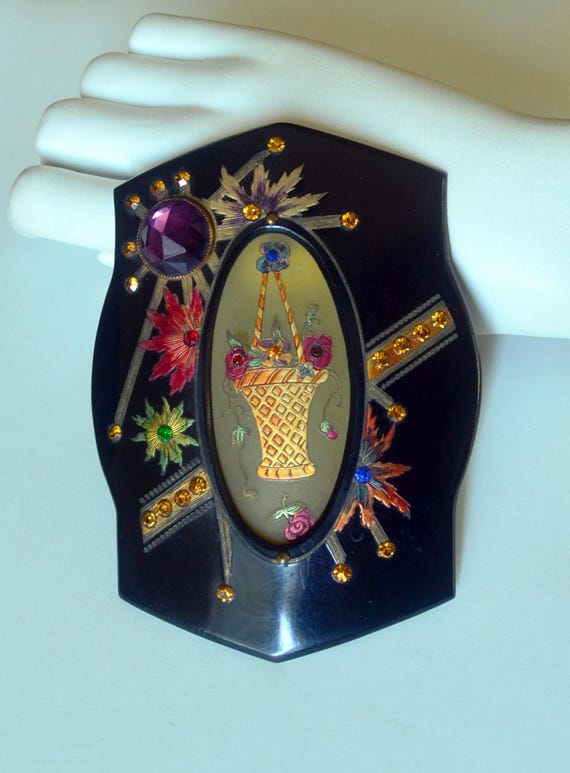 1910s 1920s Vintage CELLULOID & Rhinestone HAT TRIM_F… - Gem