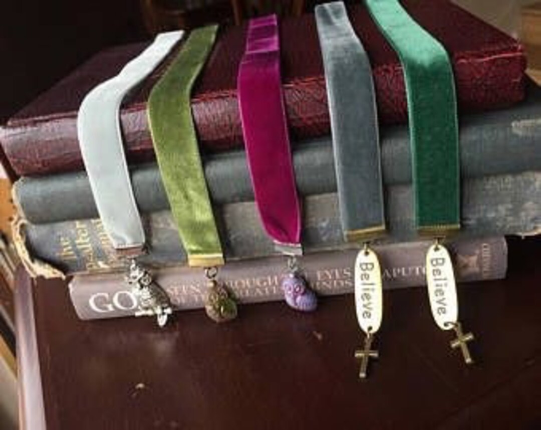 Bible Bookmark Ribbon Velvet Charm Journal Pagekeeper Booklover Gift ...