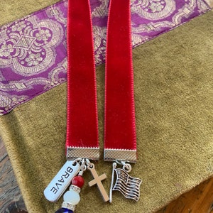 Patriotic Velvet Bookmark Ribbon Veteran Gift - USA American Booklover ...