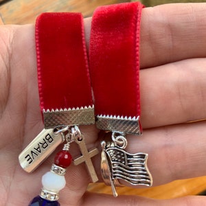 Patriotic Velvet Bookmark Ribbon Veteran Gift - USA American Booklover ...