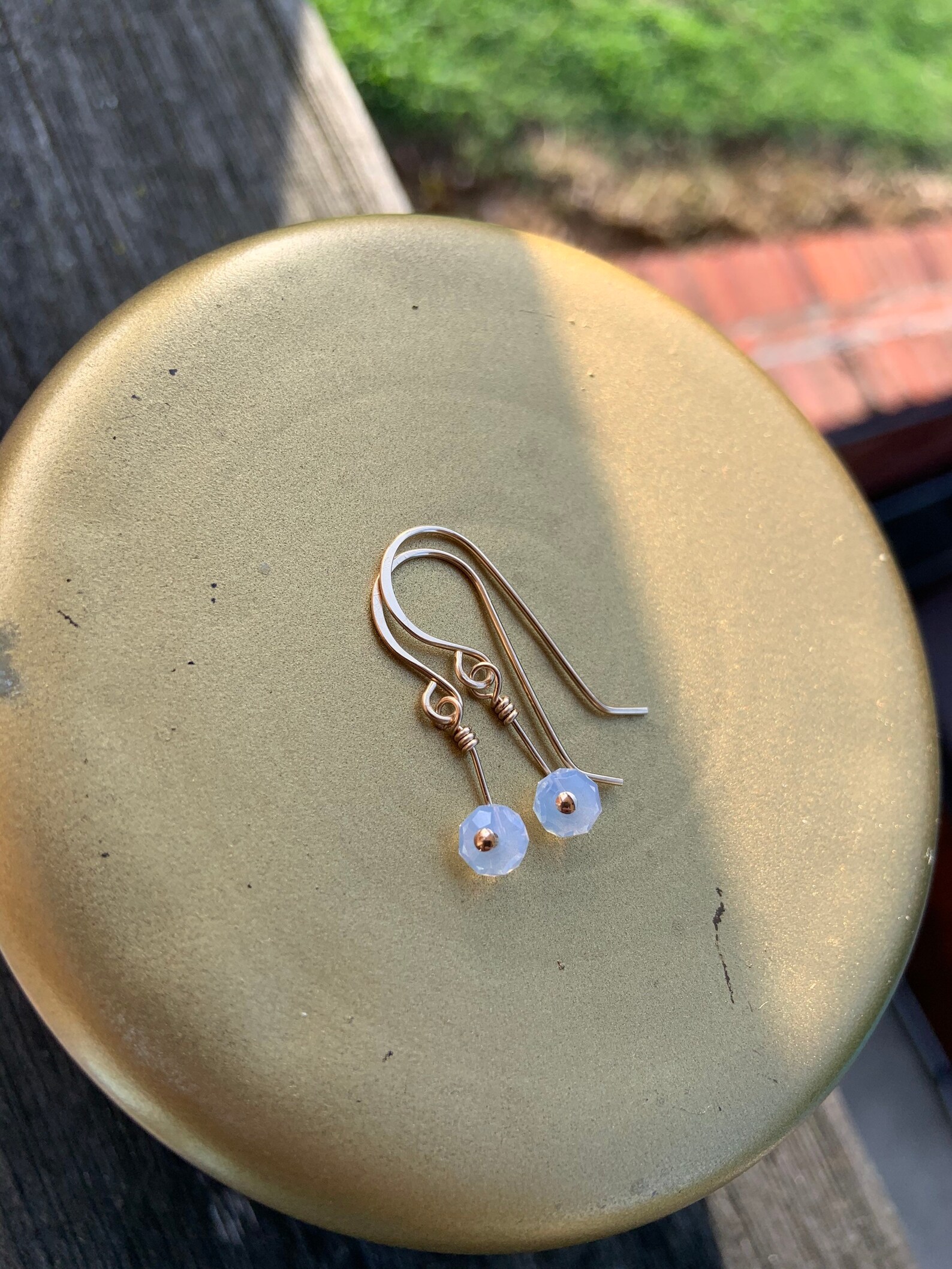 Opal High End Crystal Earrings 14K Gold Delicate Short Wedding | Etsy