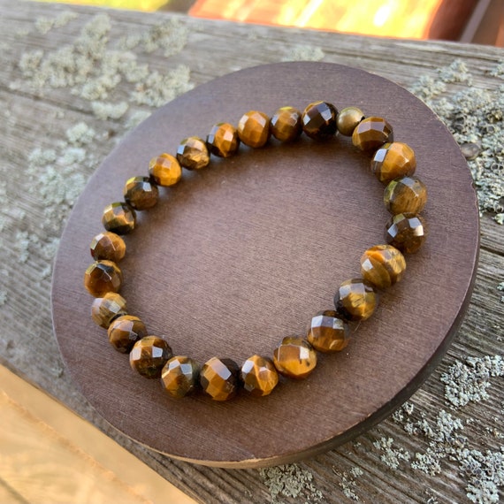 Tiger Eye Bracelet Fathers Day Gift Unisex Beaded Gemstone Bracelet Big Cat Love Brown Tiger Eye His or Her Jewelry Etsy