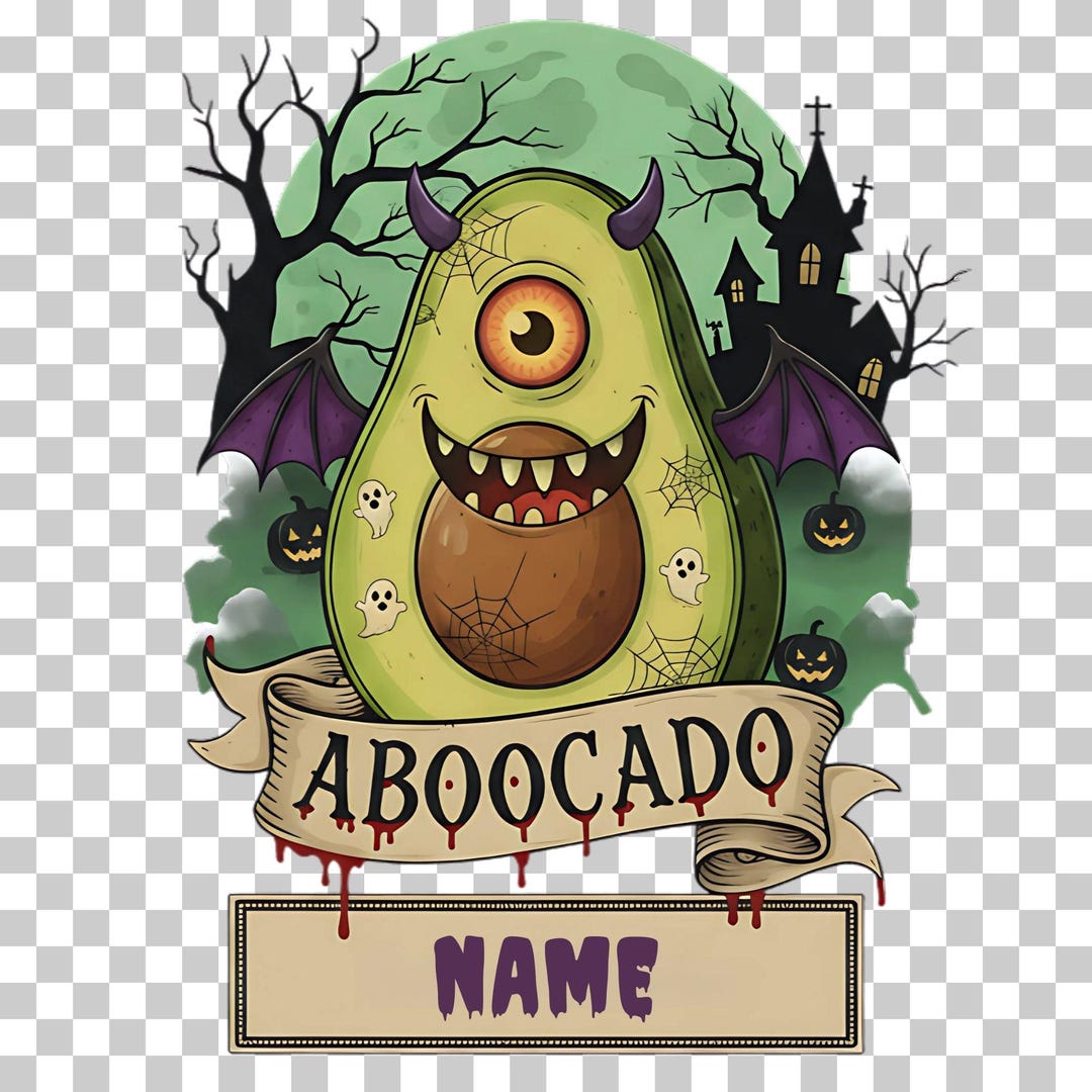 Spooky Avocado Halloween Clipart: Monster Cyclops PNG (digital Download ...