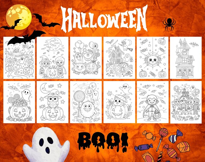 Halloween Coloring Pages – Printable PDF for Kids; Pumpkins, Witches ...
