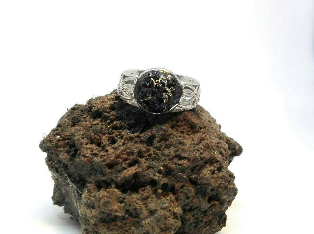 Lava Stone Ring of Etna Eruption December 2018, Memory of Sicily. Men's ...