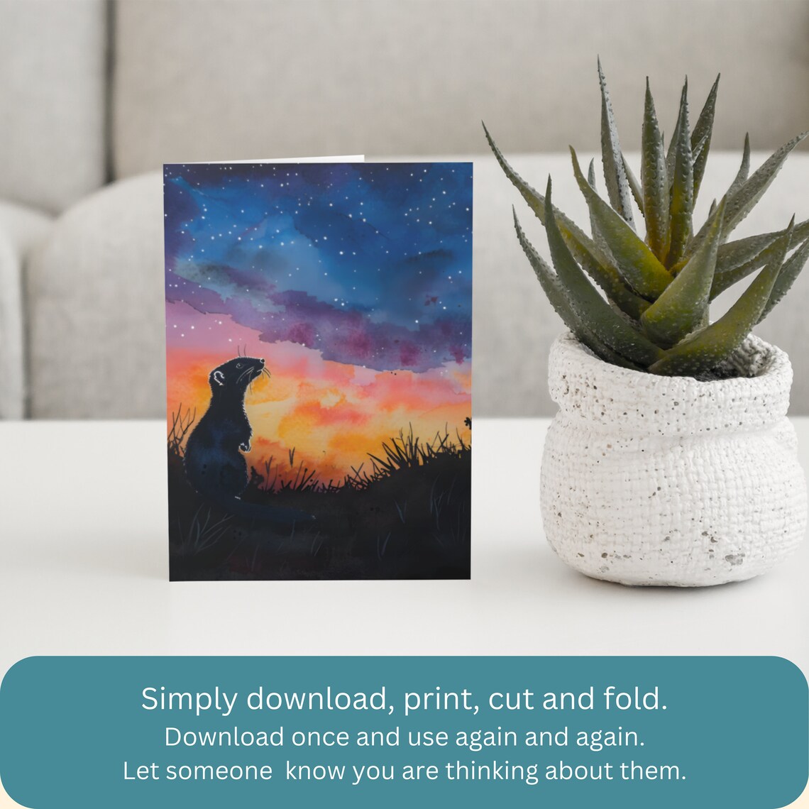 Ferret Card Ferret Sympathy Card Pet Loss Card Condolence Card Rainbow ...