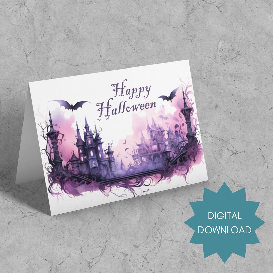 Halloween Card Happy Halloween Card Blank Halloween Card Pastel ...