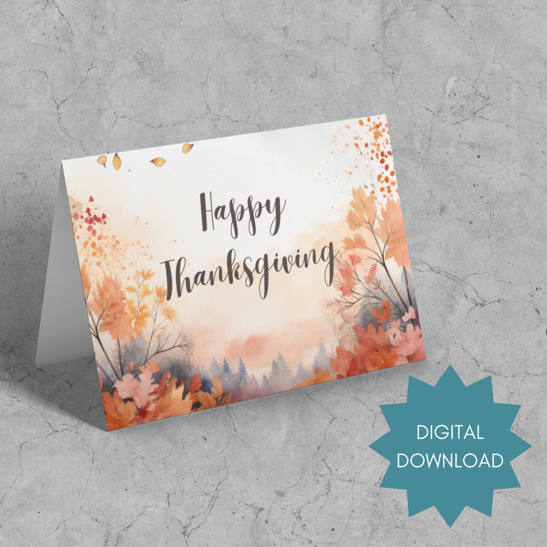 Happy Thanksgiving Card Thanksgiving Printable Card Blank - Etsy