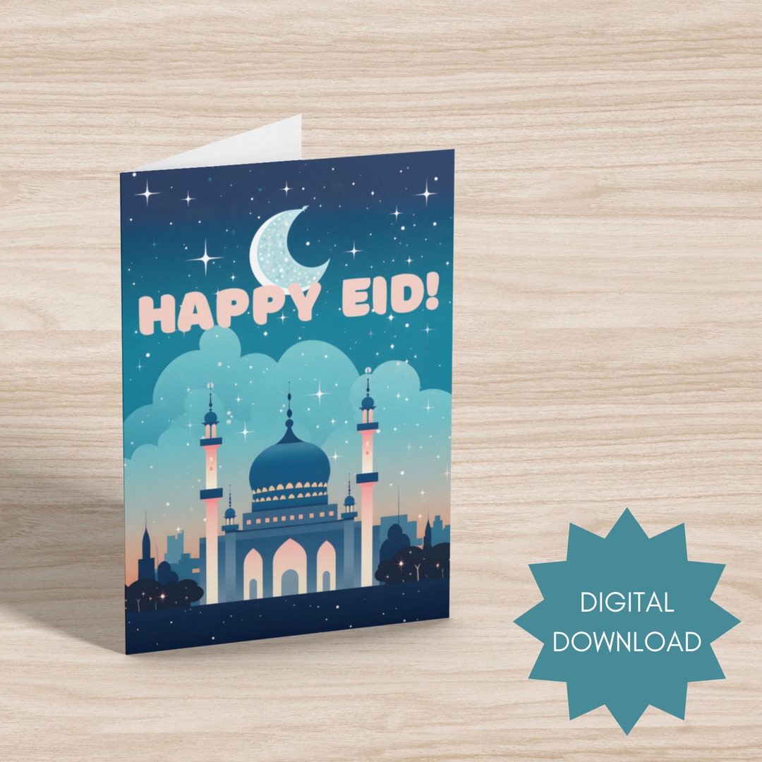 Printable Eid Cards - Happy Eid Card- Eid Cards for Kids - Eid Gift for ...
