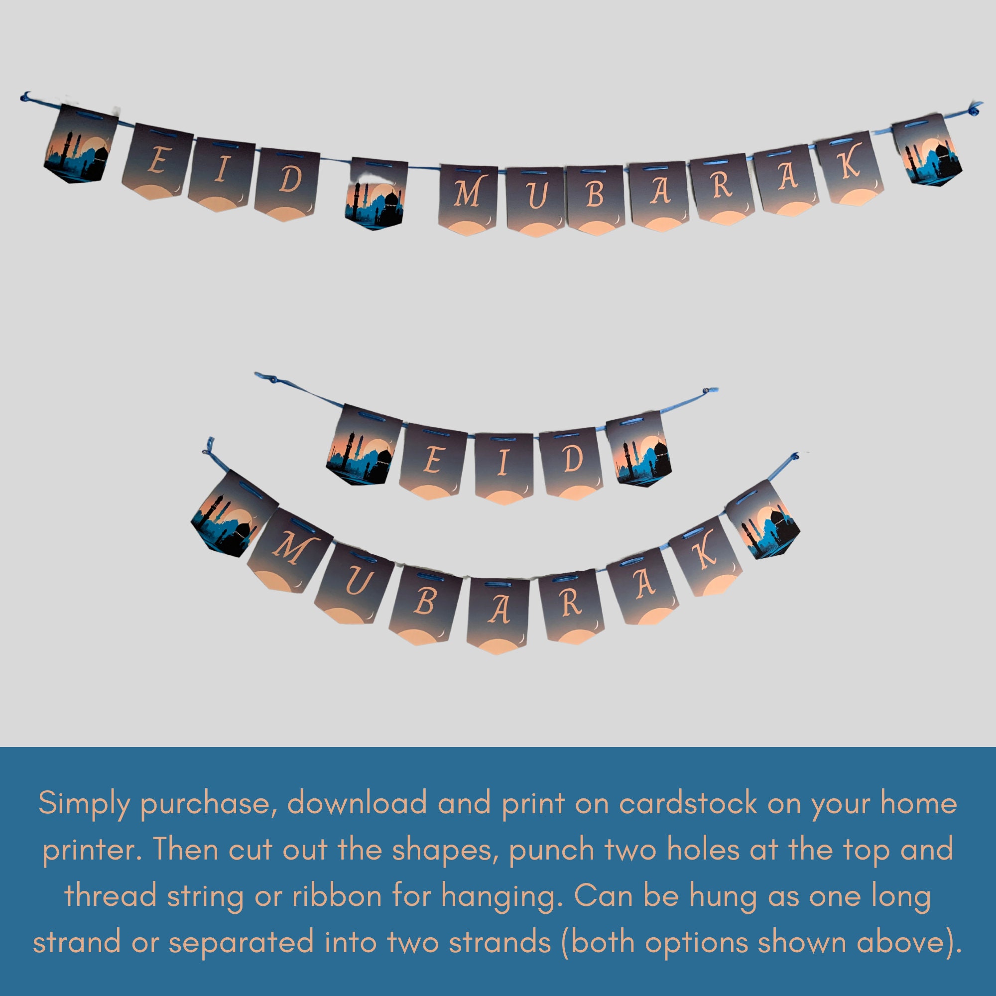 Printable Eid Mubarak Banner Eid Decoration Eid Mubarak Eid Banner Eid ...