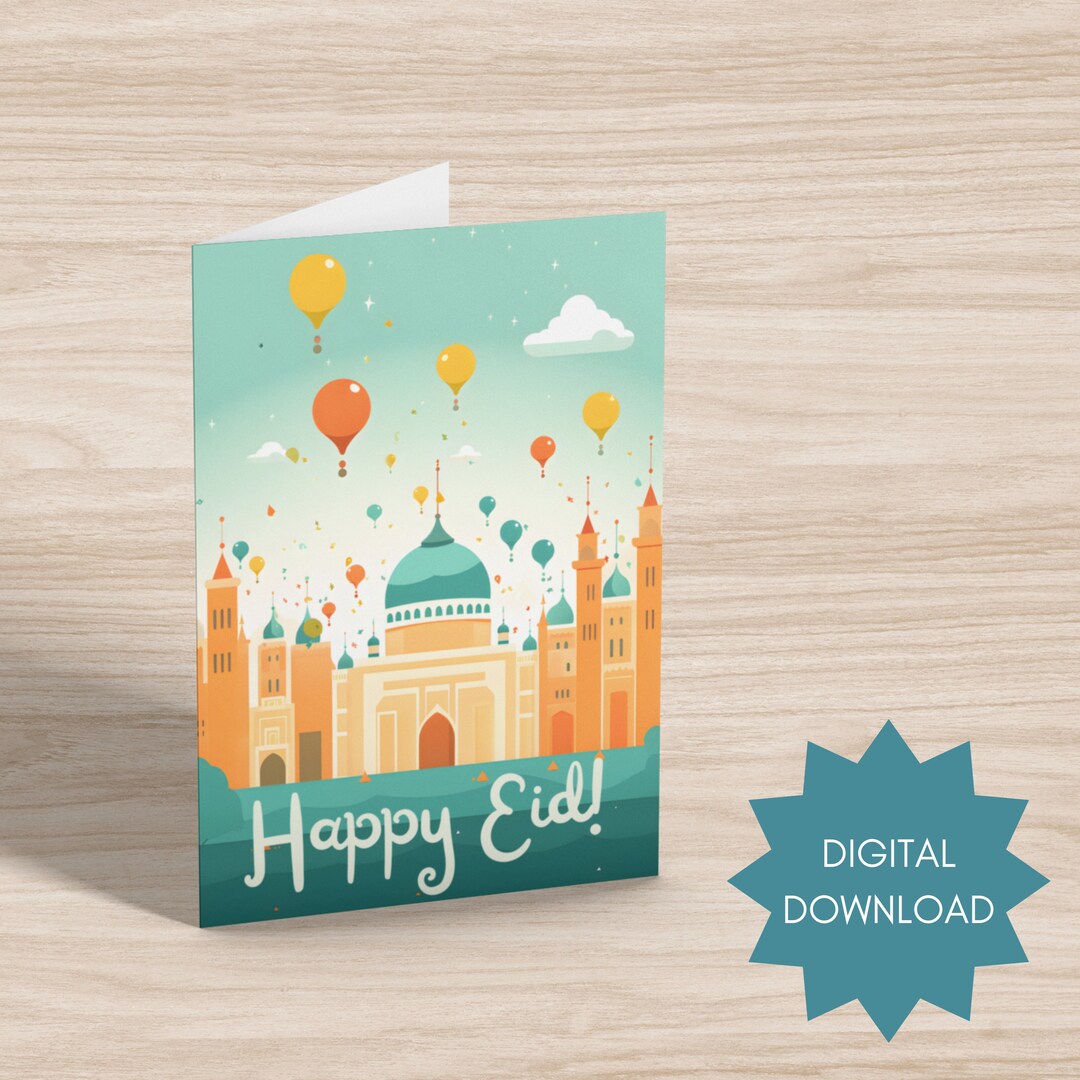 Printable Eid Cards - Happy Eid Card- Eid Cards for Kids - Eid Gift for ...