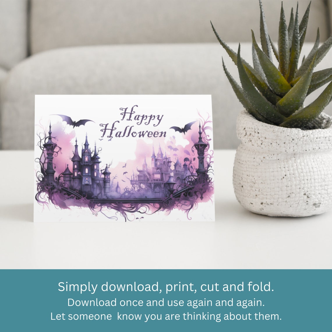 Halloween Card Happy Halloween Card Blank Halloween Card Pastel ...