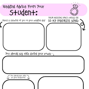 Student to Teacher Wedding Advice Printable for Wedding Honeymoon Leave ...