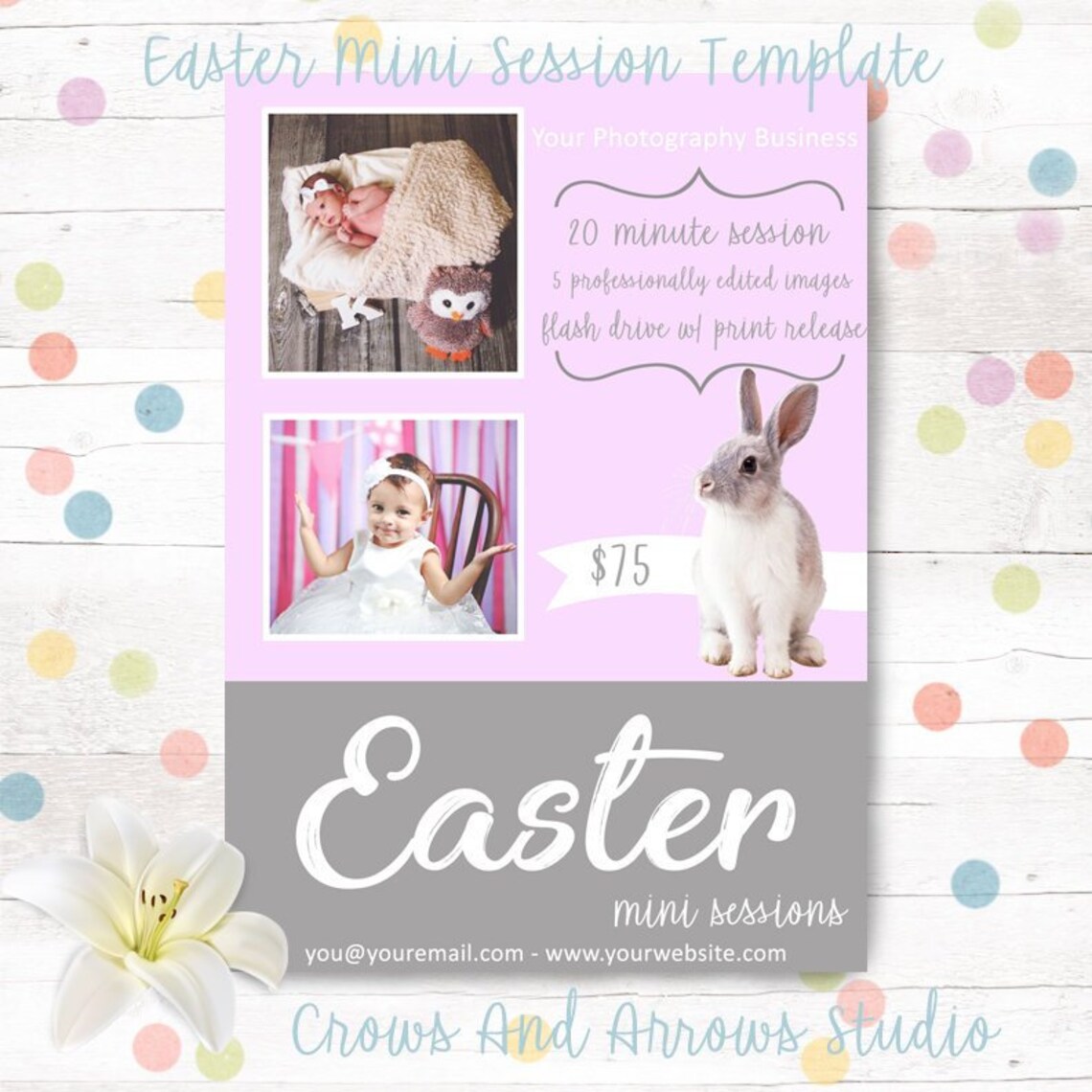 Easter Mini Session Template Photography Business Marketing Branding ...