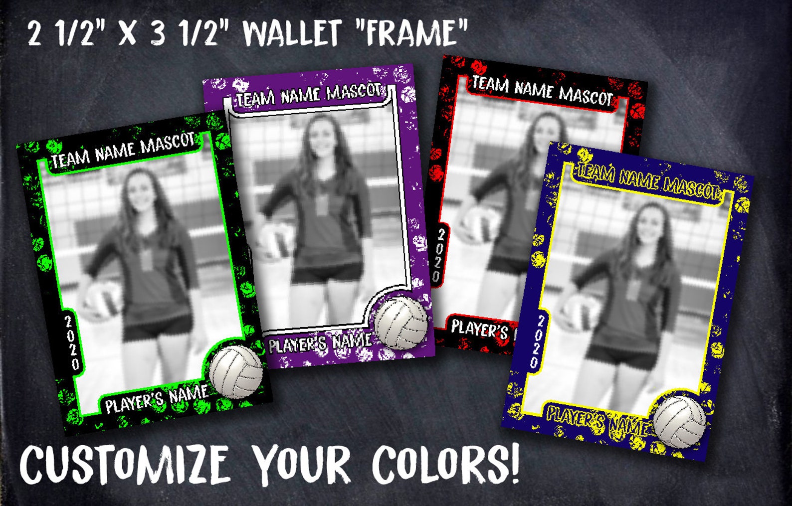 VOLLEYBALL Individual Wallet Photo Template Sports Photography ...