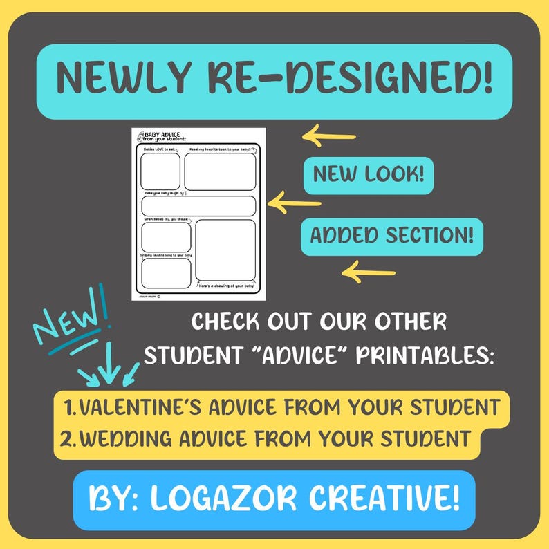 Student to Teacher Baby Advice Printable for Maternity Leave Gift! Long ...