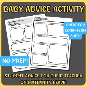 Student to Teacher Baby Advice Printable for Maternity Leave Gift! Long ...