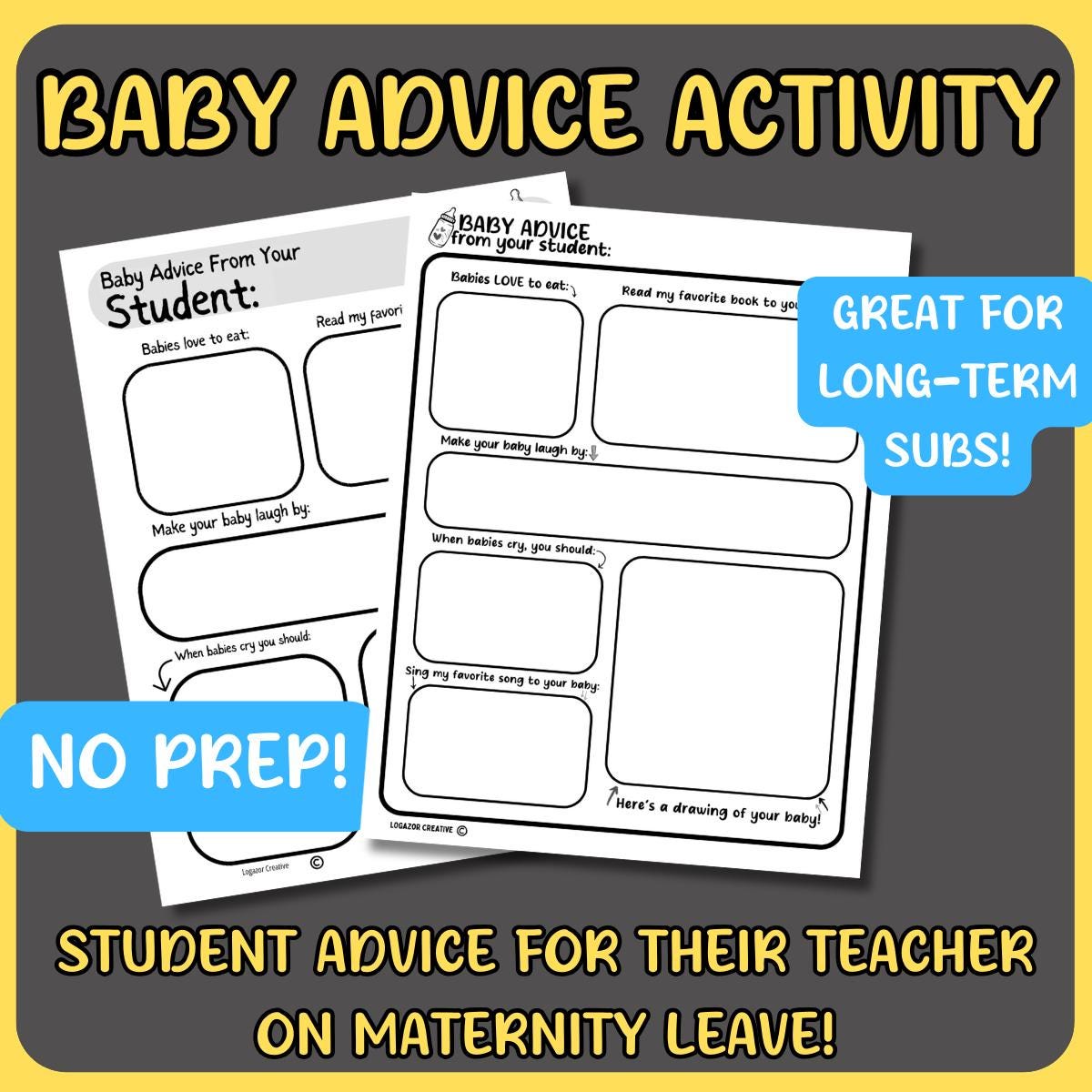 Student to Teacher Baby Advice Printable for Maternity Leave Gift! Long ...