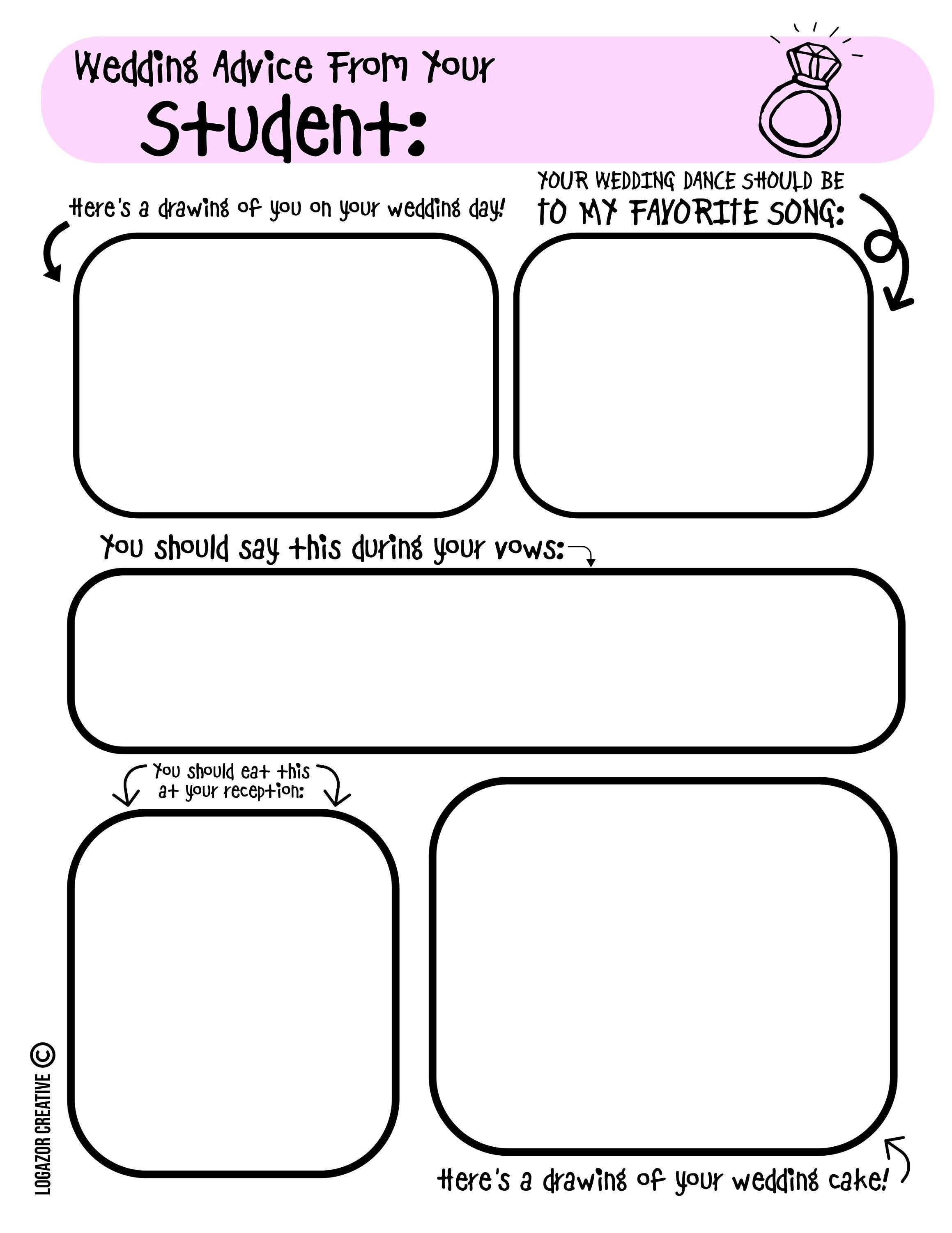 Student to Teacher Wedding Advice Printable for Wedding Honeymoon Leave ...