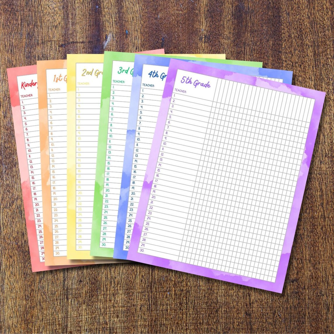 Elementary Specials Teacher Attendance Record Sheets Printable Charts ...