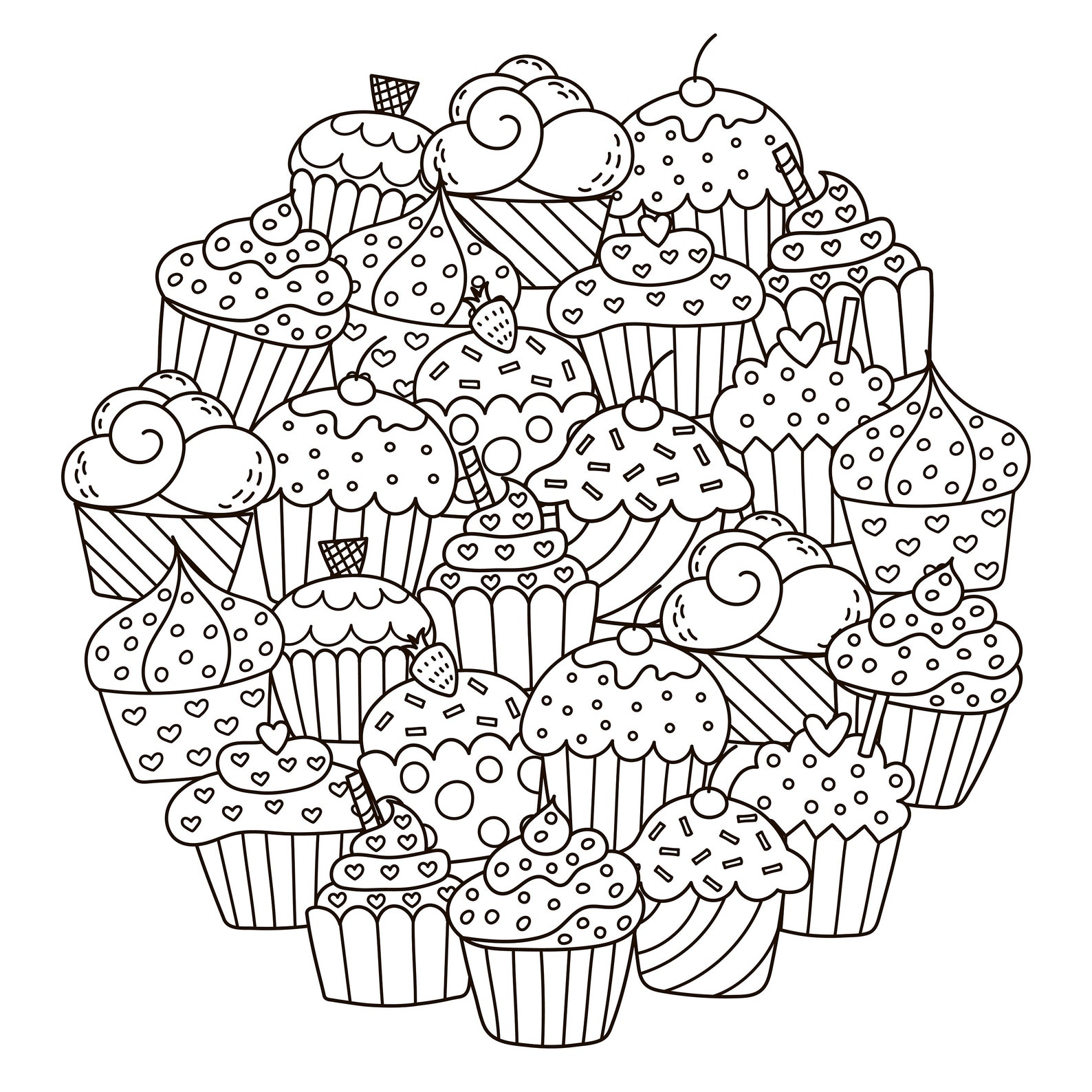 Coloring Pages Cupcakes Sweet Treats - Etsy