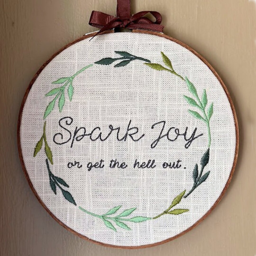 Funny Mounted Cross-stitch - "spark Joy or Get the Hell Out" - Etsy