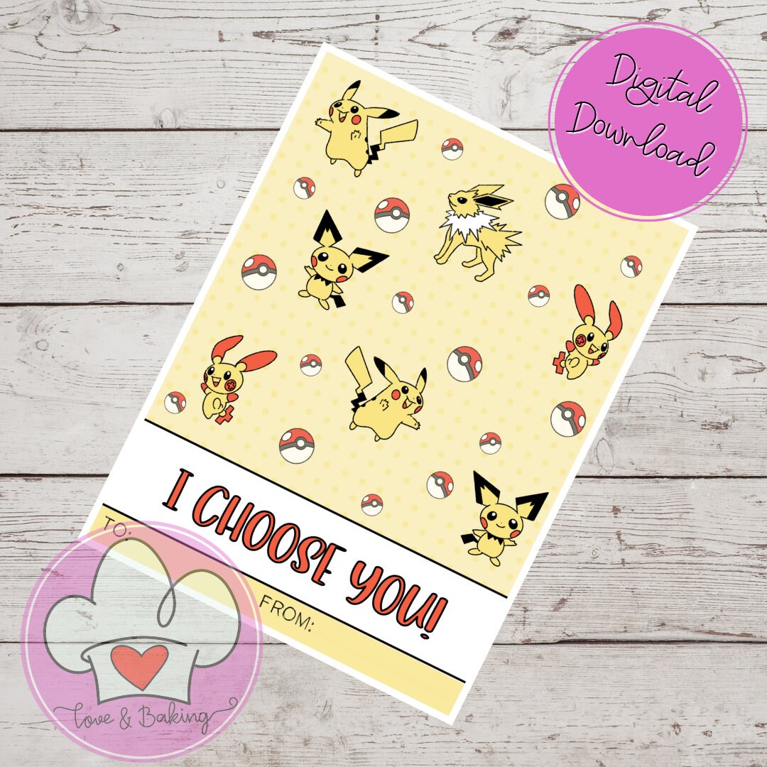 Valentines Printable Mini Cookie Card - Pokemon Multi Pack - Etsy