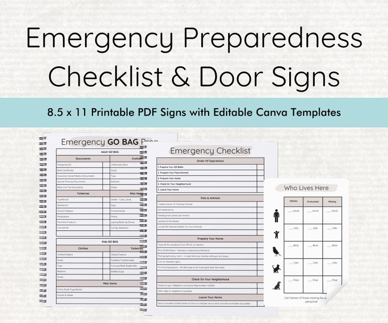 Printable Emergency Preparedness Checklist - Etsy