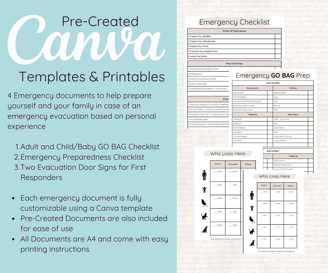 Printable Emergency Preparedness Checklist - Etsy