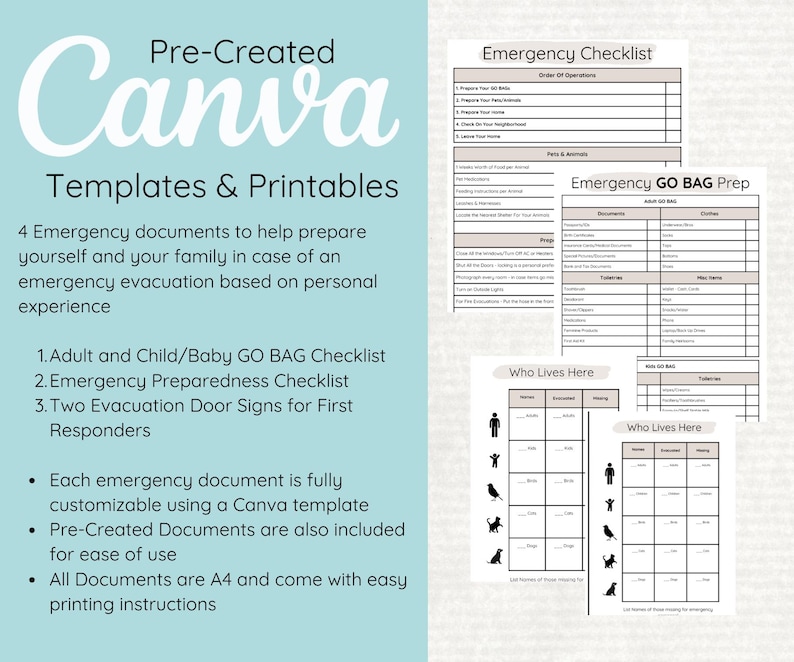 Printable Emergency Preparedness Checklist - Etsy